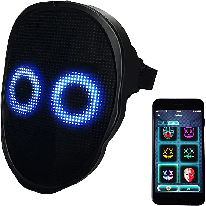Led Mask, Light Up Mask with Gesture Sensing, LED Lighted Face ...
